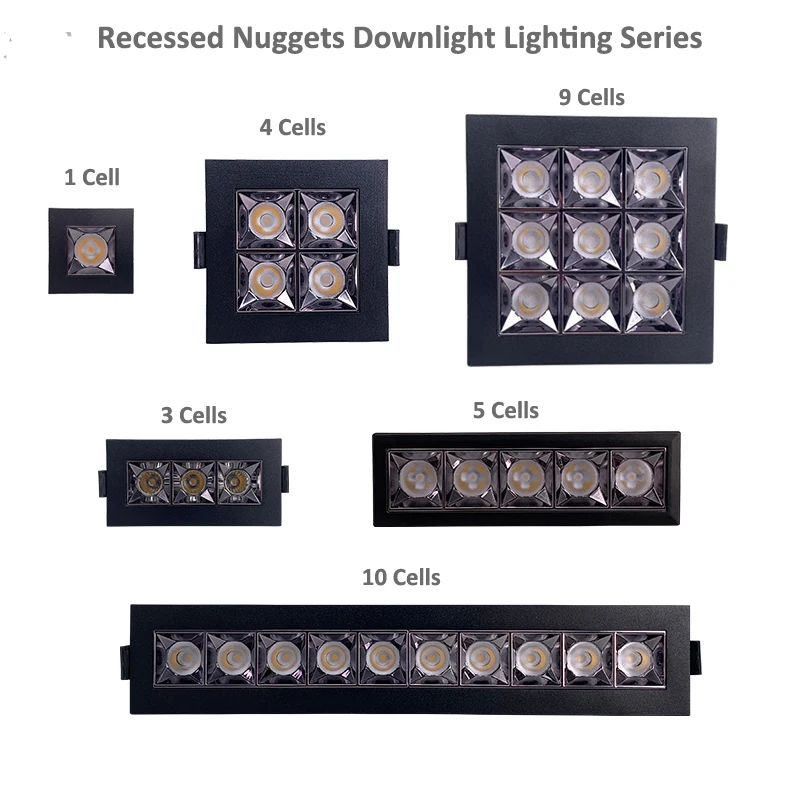 LED Multi-Spot Directional 2x2 Cells 12W LED Square Recessed Downlight ...
