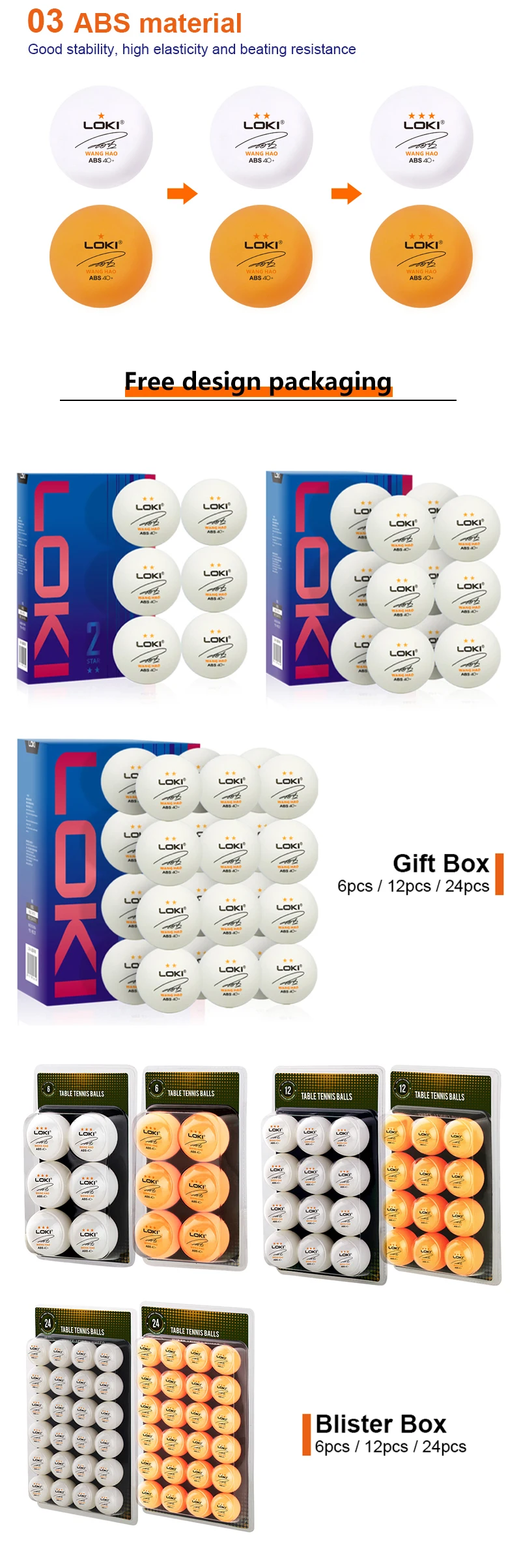 LOKI Custom New Top Quality Ping Pong Balls Wholesale