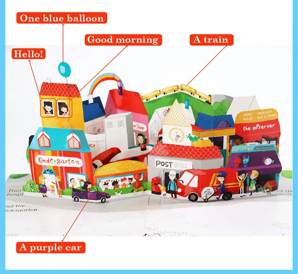 Colorful High Quality Costom Printed Cardboard Baby English 3d Books ...