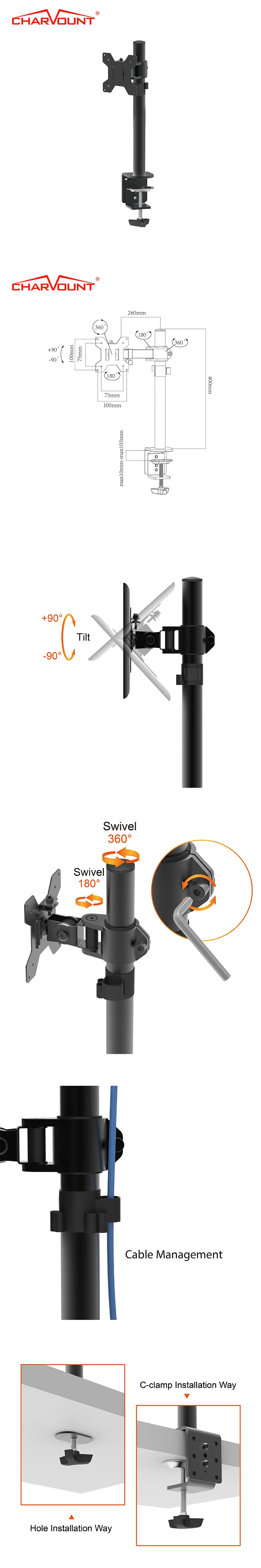 360 Rotating Monitor Stand Max Vesa 100*100mm 180 Degrees Swivel ...