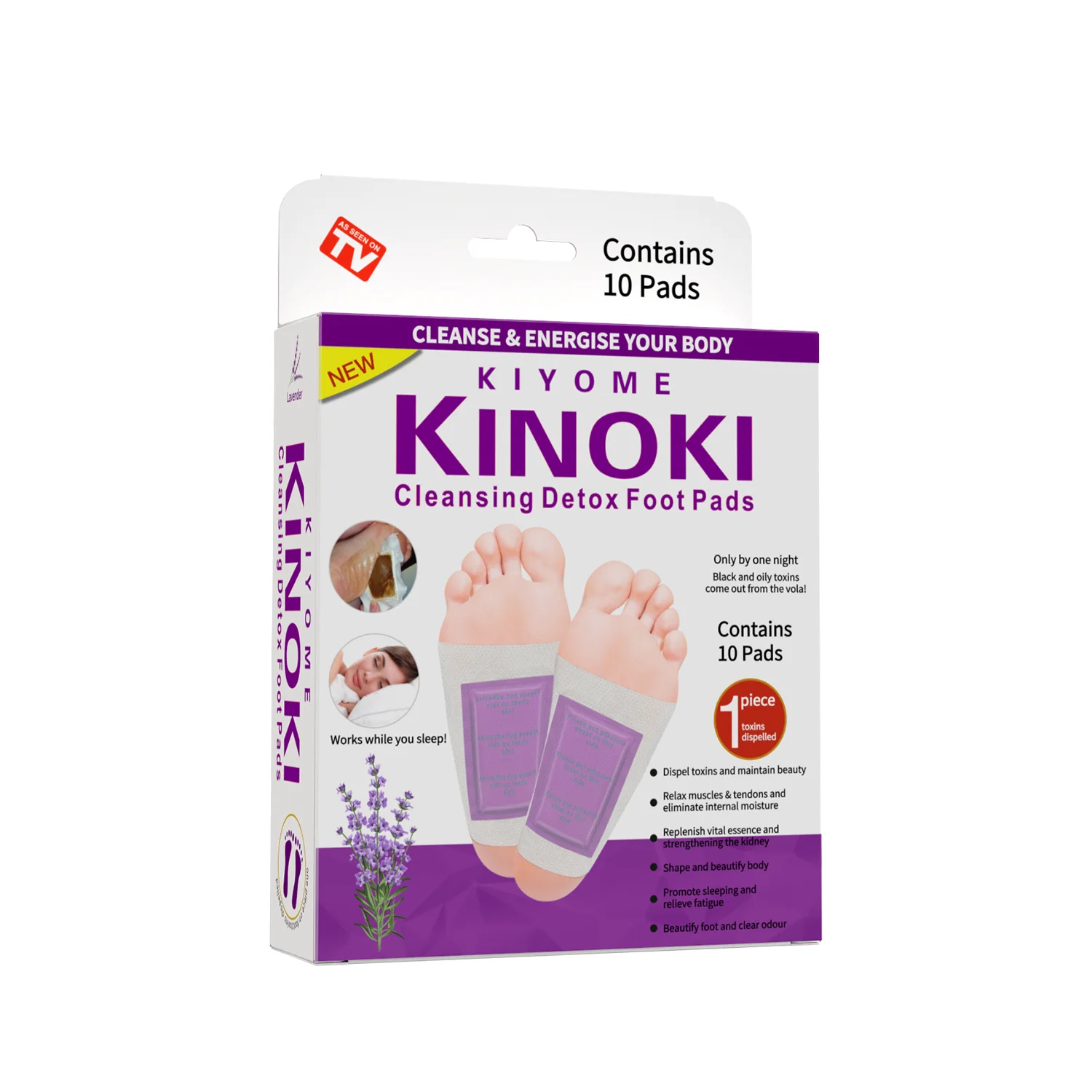 Kiyome Kinoki Lavender Foot Patches For Pain And Stress Relief & Deep ...