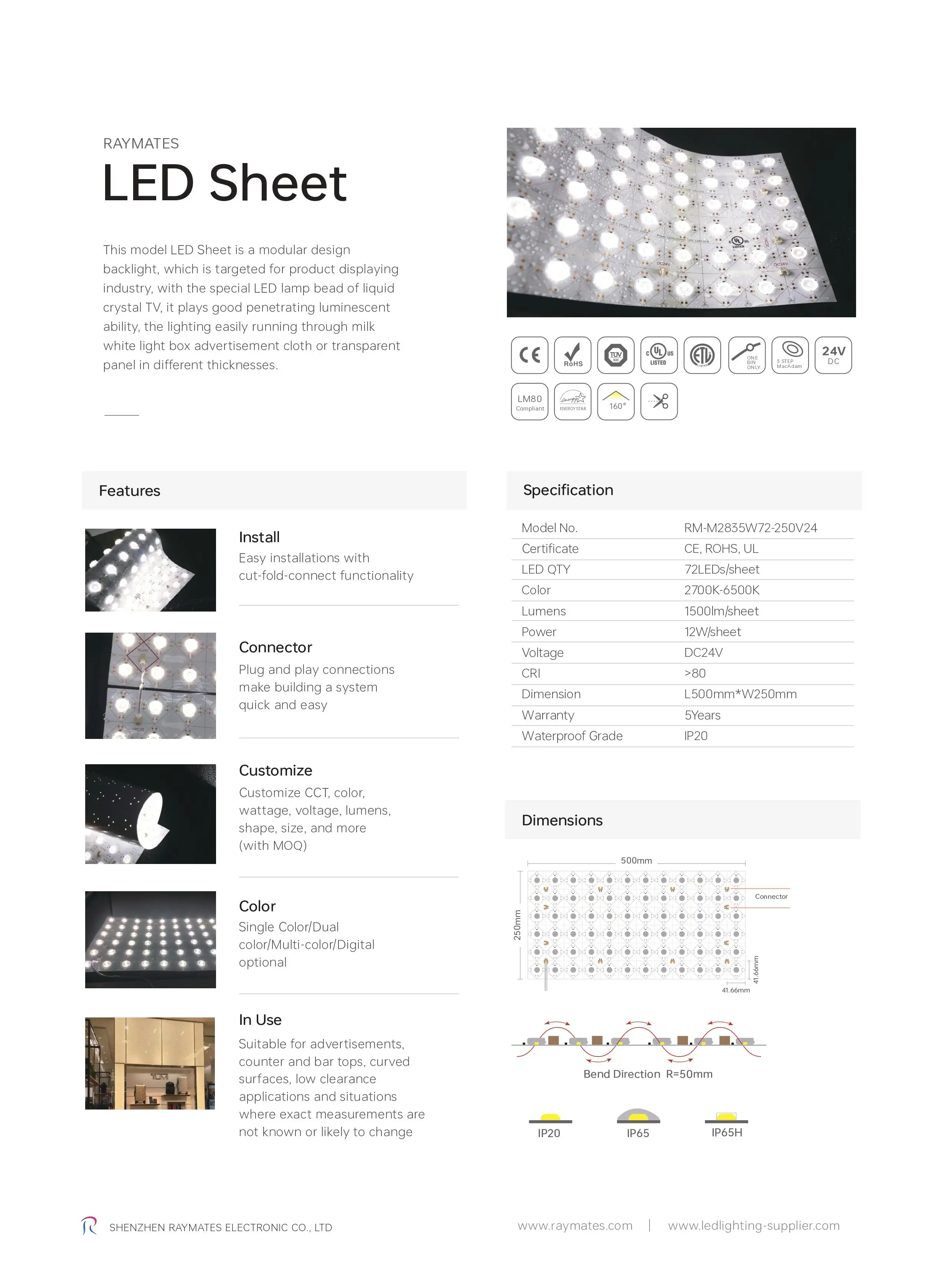Cct Cuttable Led Sheet Flexible High Powered Sheet Of Led Lights ...