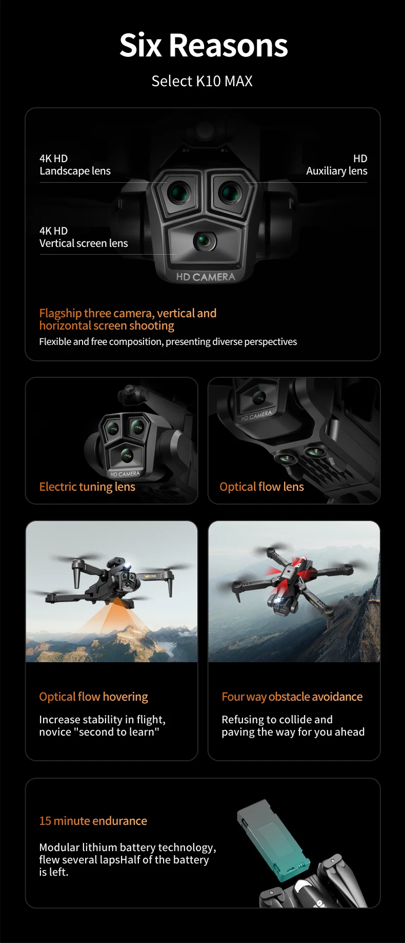 K10 Max Drone With Three 4k Hd Camera Four Way Obstacle Avoidance ...