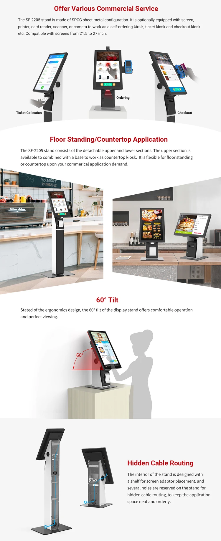 Secure and Stylish 21.5 Inch Tablet Kiosk Display Stand
