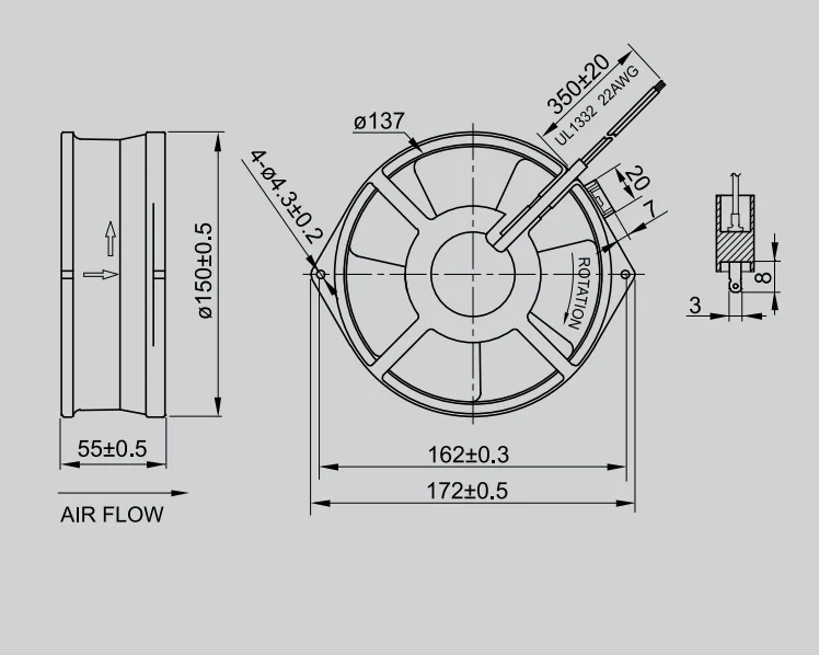 FULLTECH UF-15KM23 230V Axial Cooling Fan, 42W, 195 CFM Airflow for ...