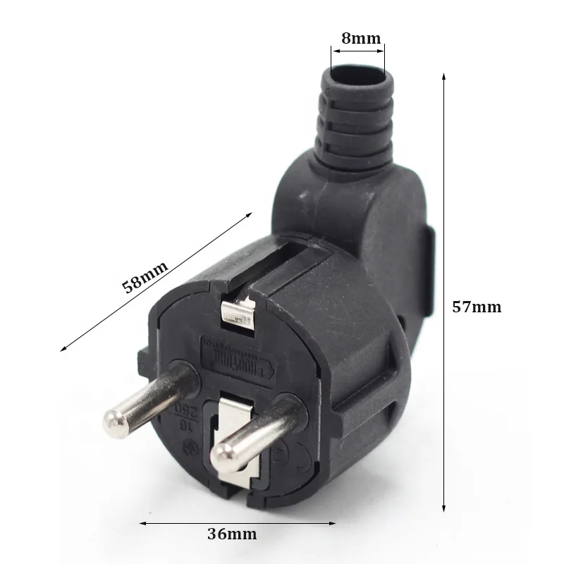 EU 2-Pin Rewireable Plug Adapter 16A 250V AC - European Electrical ...