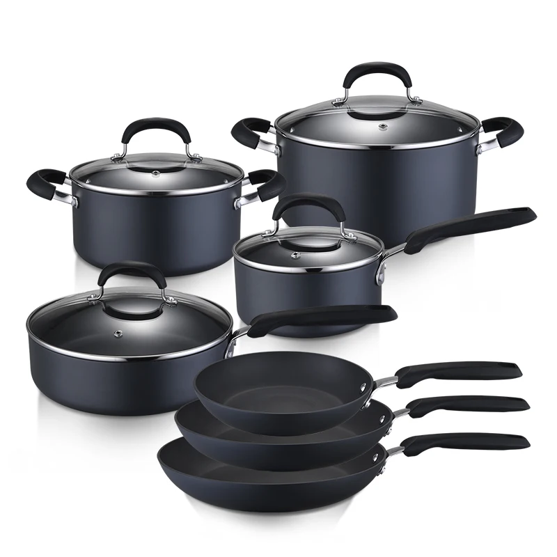 Hard Anodized Aluminum Cookware Set Non Stick Luxury Kitchen Pots And