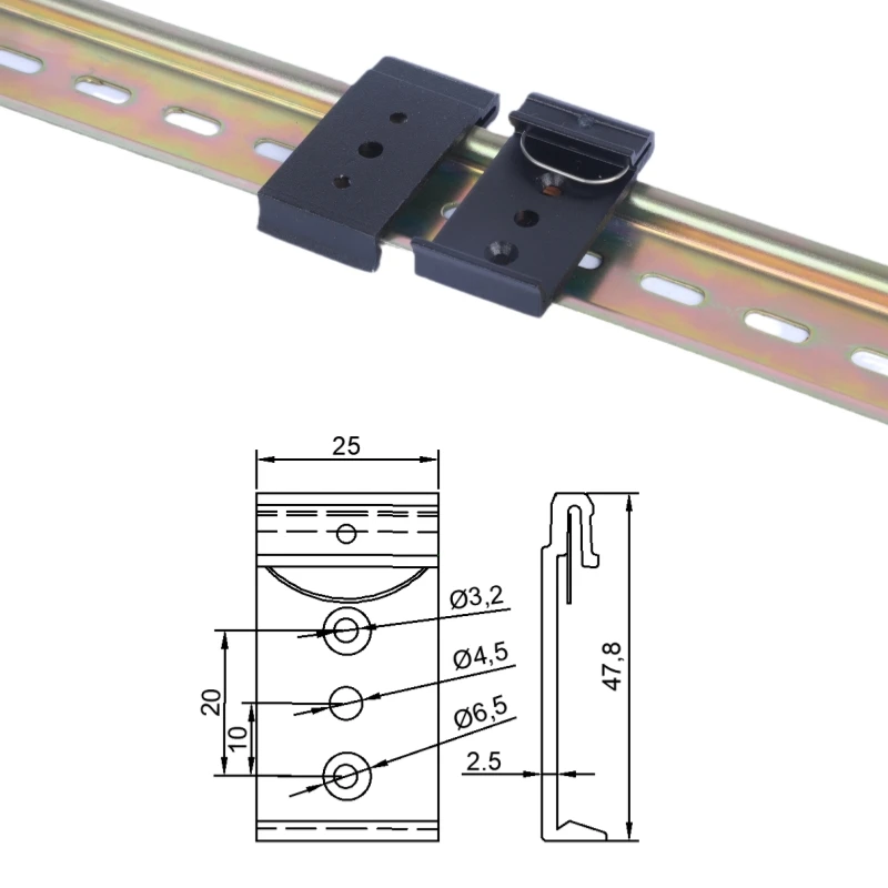 Efficient DIN Rail Accessory Snap Hook Installation Bracket Aluminium ...