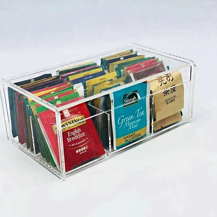 Clear Acrylic Tea Bag Holder Home Kitchen Storage Organizer Acrylic Tea ...