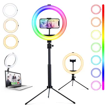 10" Ring Light With Stand 72'' Tall & Phone Holder,38 Color Modes ...