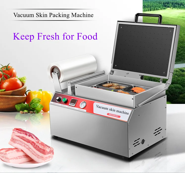 Vst320 Semi Automatic Cooked Tray Vacuum Skin Packaging Machine For ...