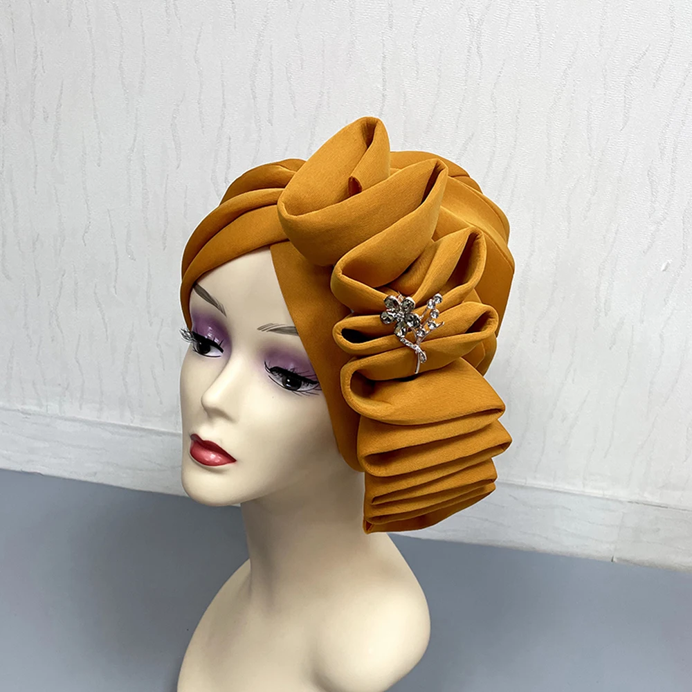 Mh-1129 2024 New Design Female Fashion Plain Space Cotton Turban ...