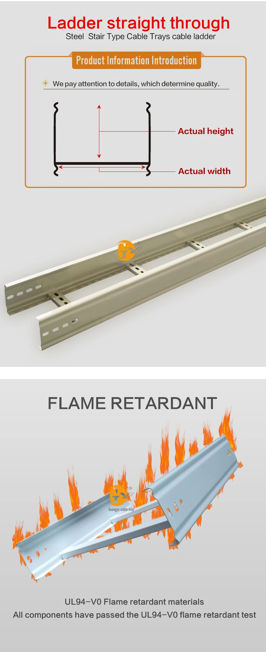 Guang Yu Straight Through Cable Routing Cable Ladder China Cable Tray ...