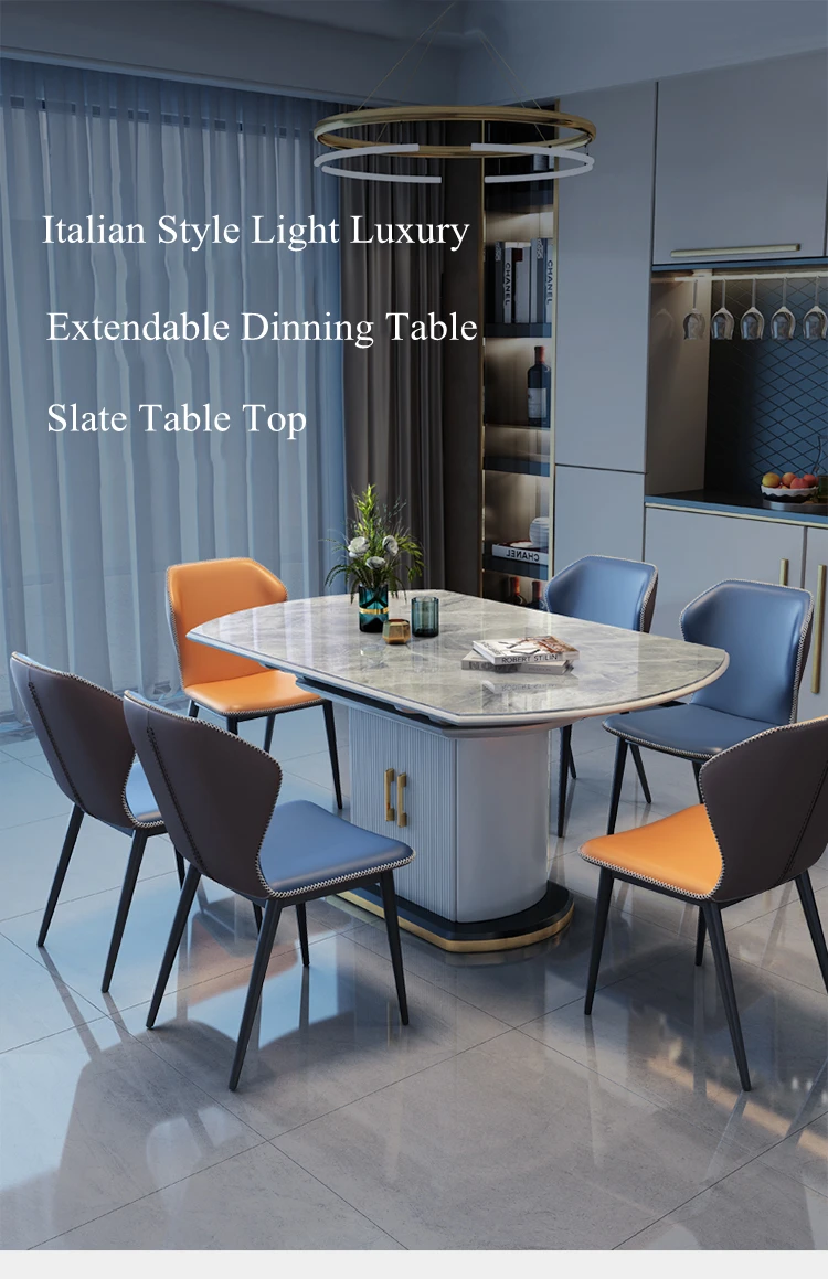 Light Luxury Extendable Design Dining Table Long Dinning Table Round ...