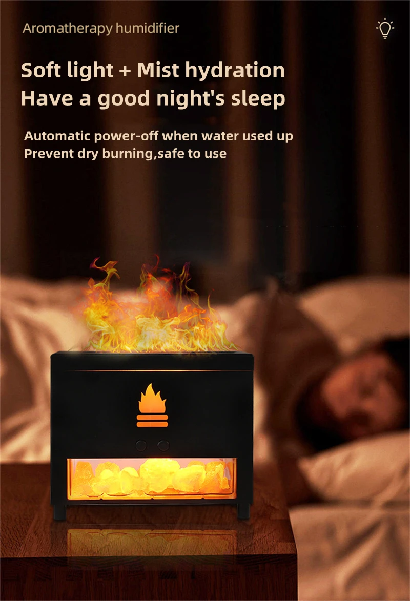Simulation Closet 3d Flame Aromatherapy Salt Stone Air Humidifier Usb ...