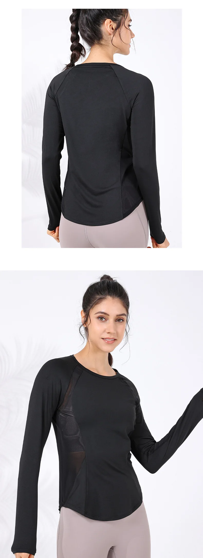 Wholesale Top Quality Women Long Sleeve Compression Workout Shirts Mesh ...