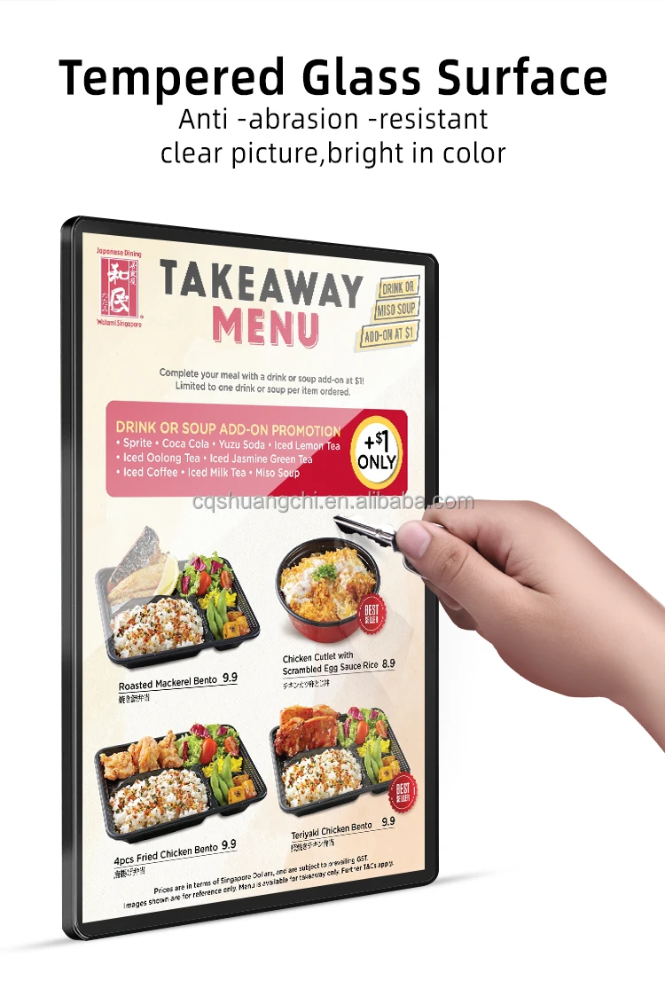 Professional Digital Restaurant Menu Board Restaurant Freestanding ...