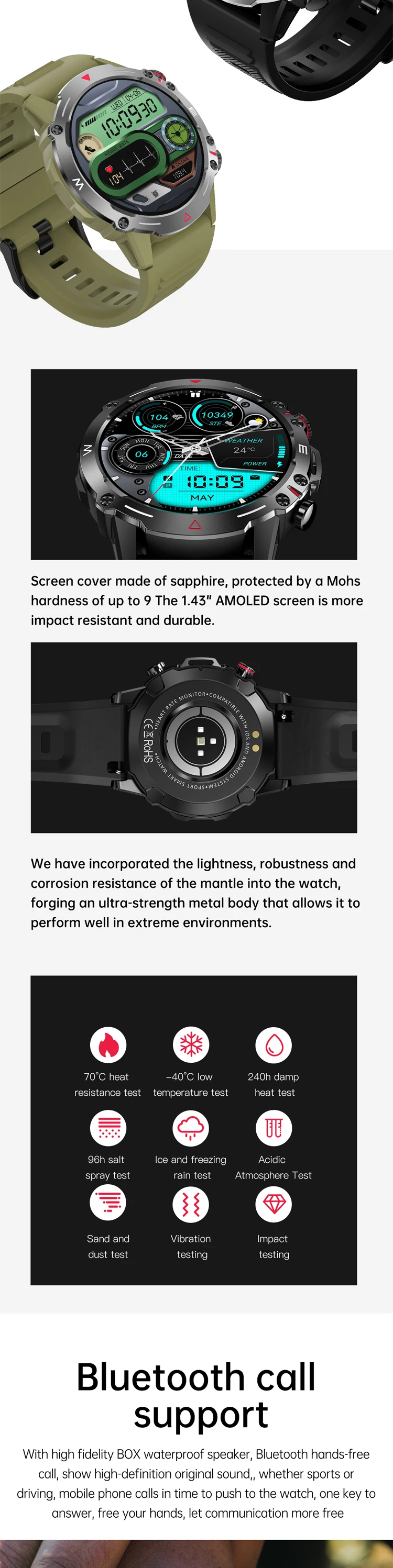 2024 New Product Amoled Smartwatch For Men Sports Watch Bt Call 1.43 ...