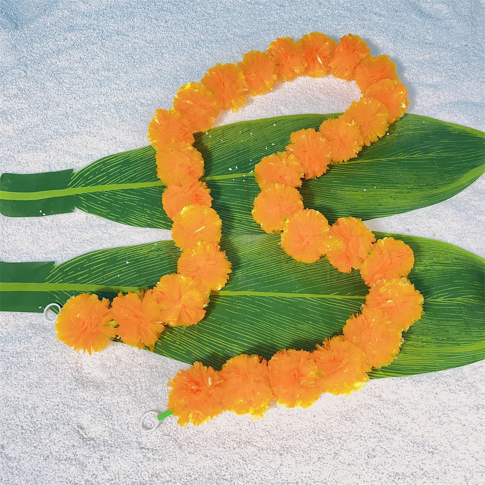 Indian Artificial Plastic Marigold Flower Lei for Festivals