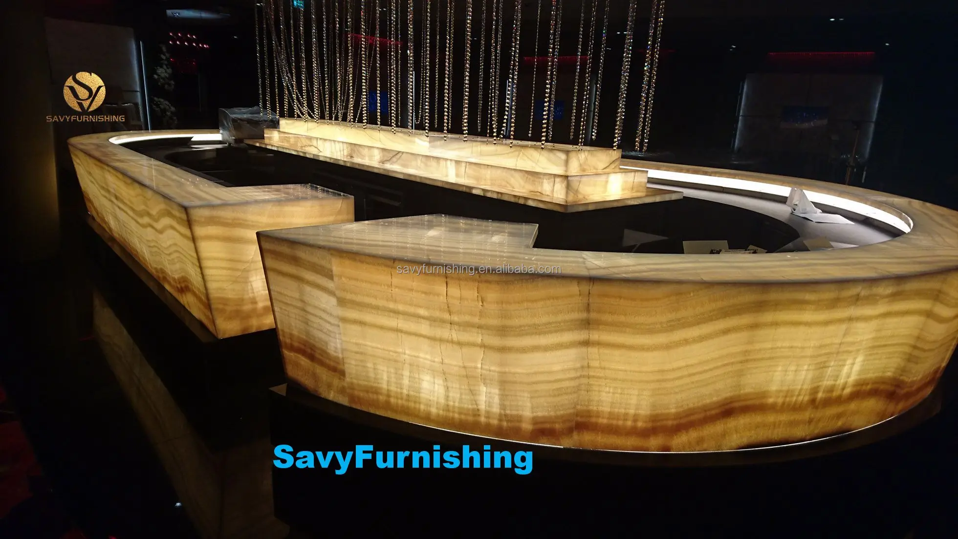 Transparent Illuminated Bar Counter Builder - Luxury Onyx Lighting