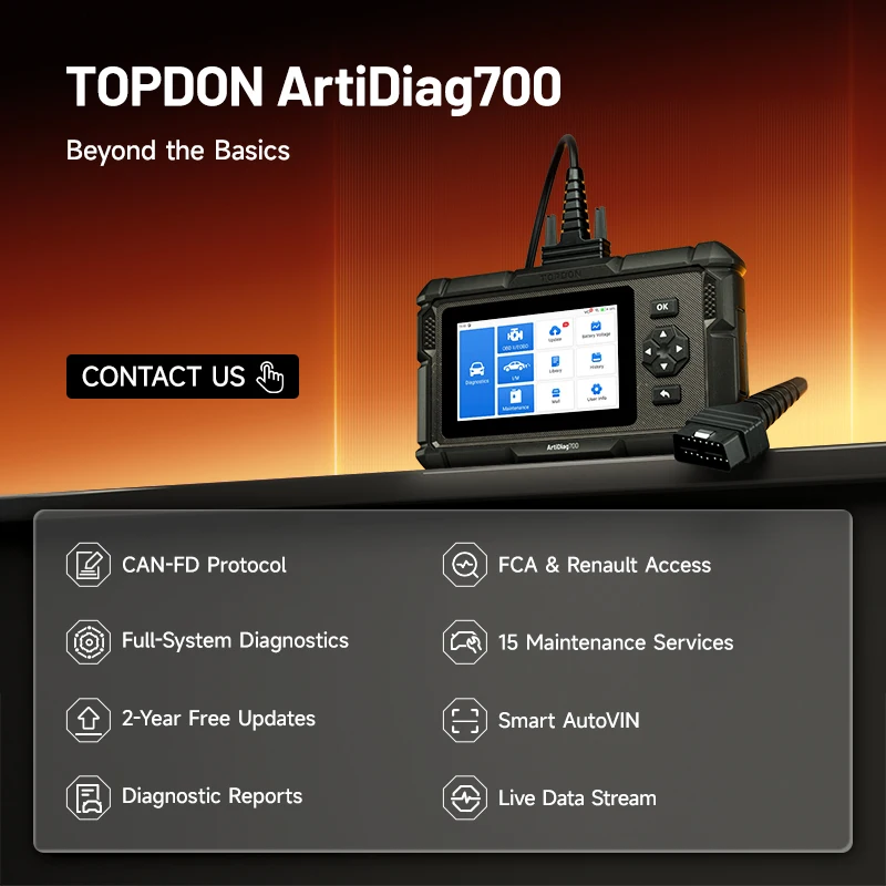 TOPDON AD700 Supporting CAN-FD and AutoVIN Car Diagnostic Tool Obd2 ...