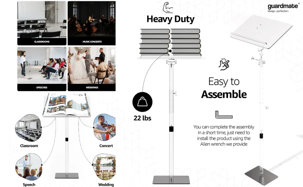 360 Angle Tilt Acrylic Podium Lectern Stand Height Adjustable Clear ...