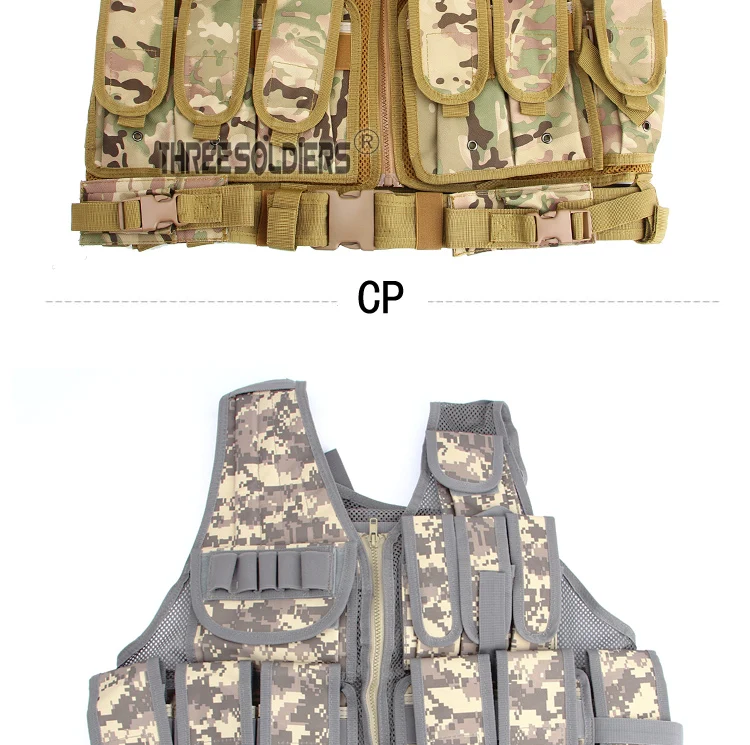 Outdoor Adjustable Tactical Molle Mesh Vest Training Cs Multi-pocket ...