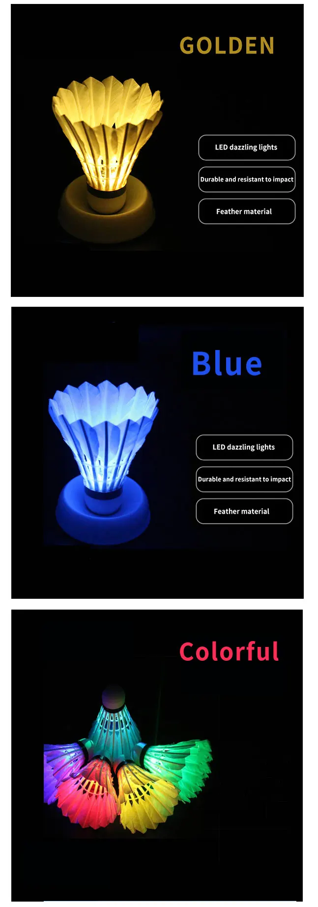 Luminous Badminton With Light Luminescent LED Night Fluorescent ...