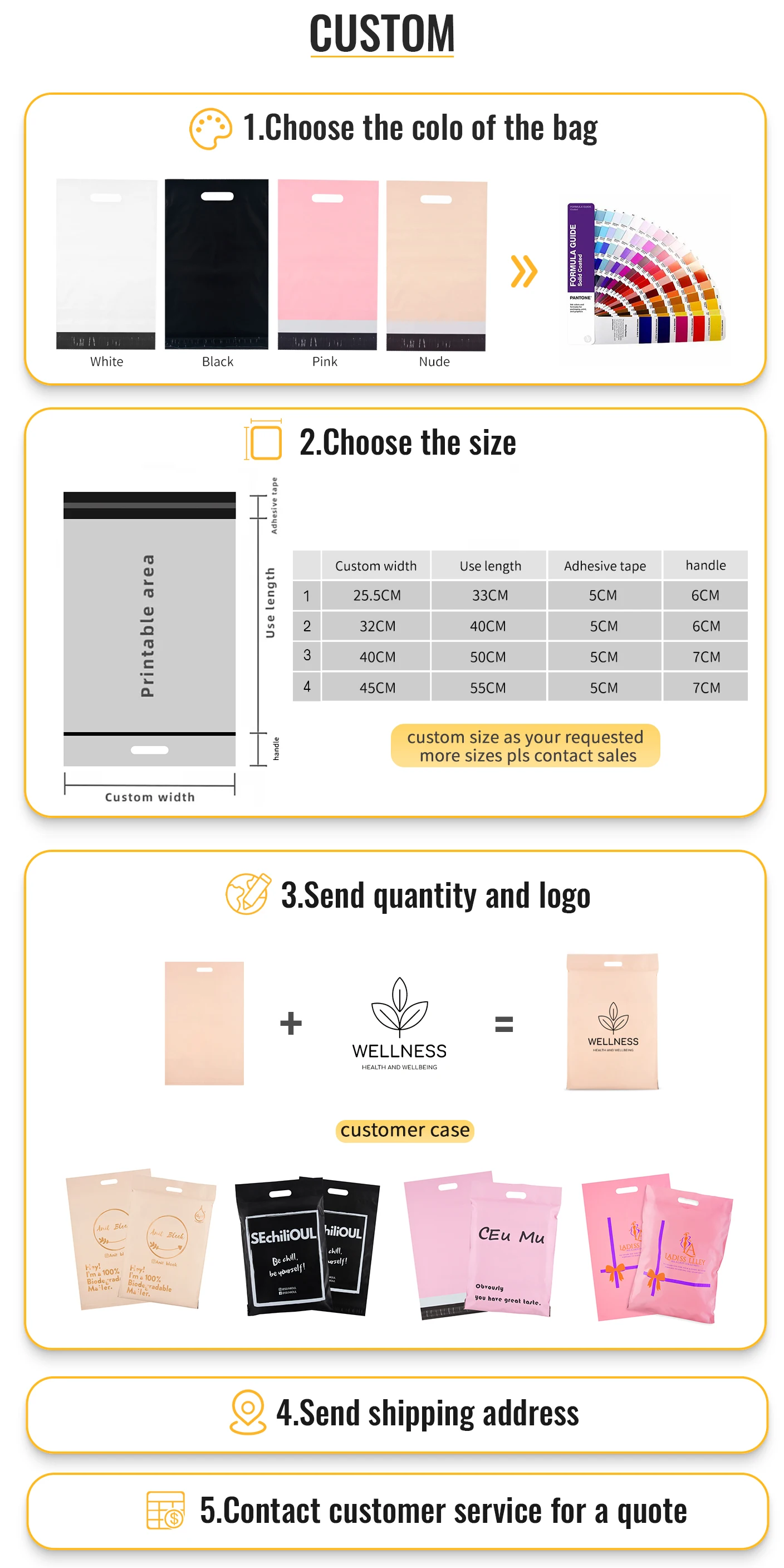 Custom Printed Logo Matte Pink Plastic Poly Mailer