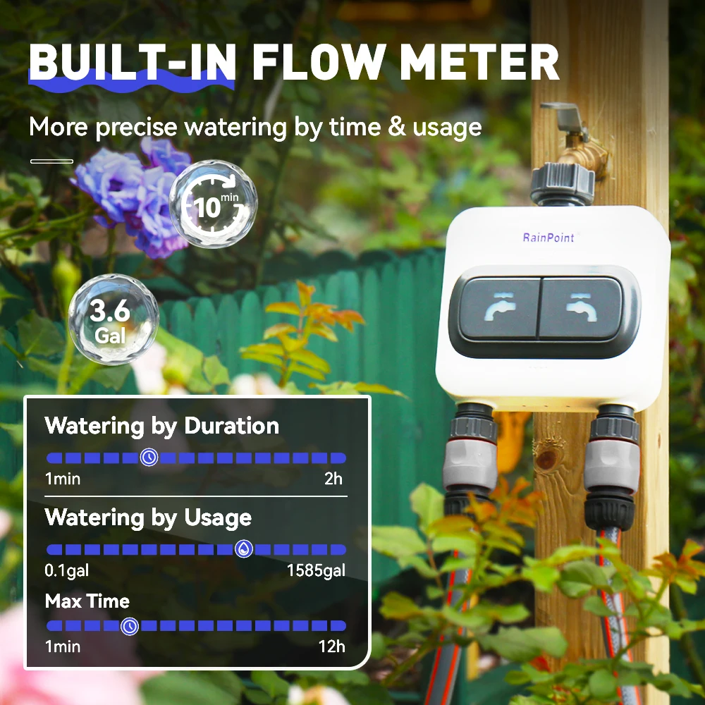 2 Zones Smart Wifi Monitor Garden Water Timers Ip55 Waterproof With ...