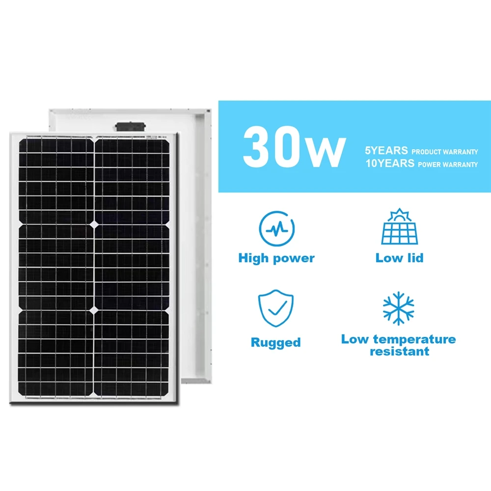 Small 10W 20W 30W 40W 50W 60W 70W 75W 80W 12V 18V Mono Black Solar ...