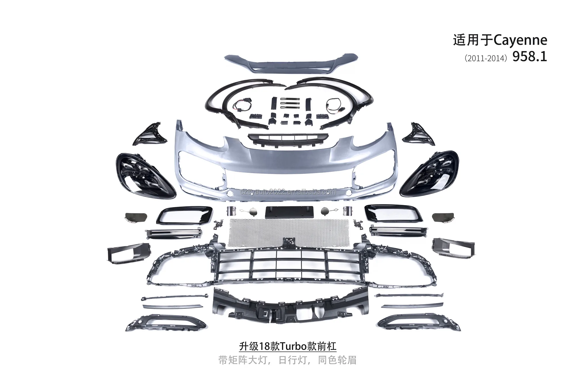 Body Kit Include Front Bumper With Grille Headlight For Porsche Cayenne ...