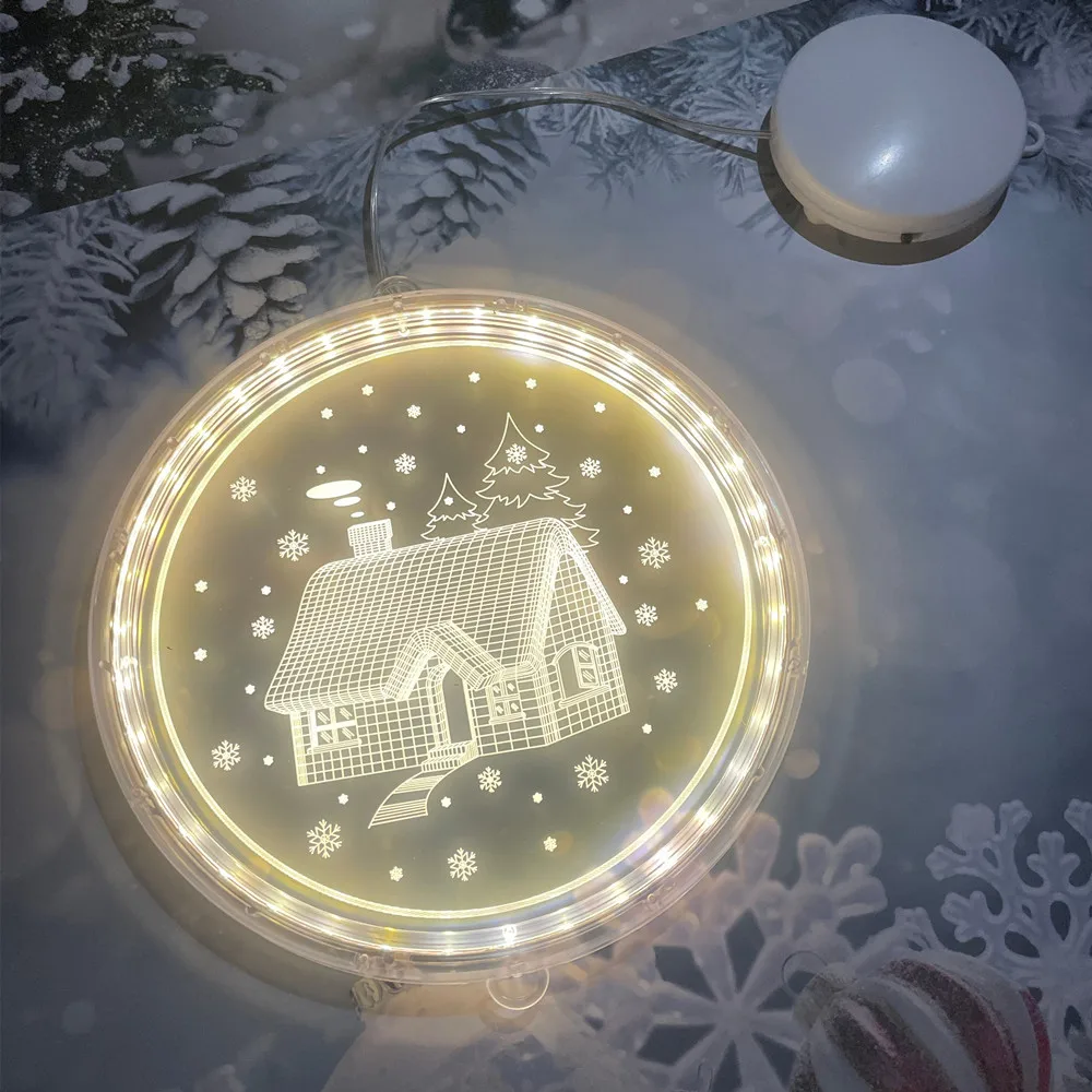 Led 3d Acrylic Christmas Tinkle Bell Star Elk Snowflakes Santa ...