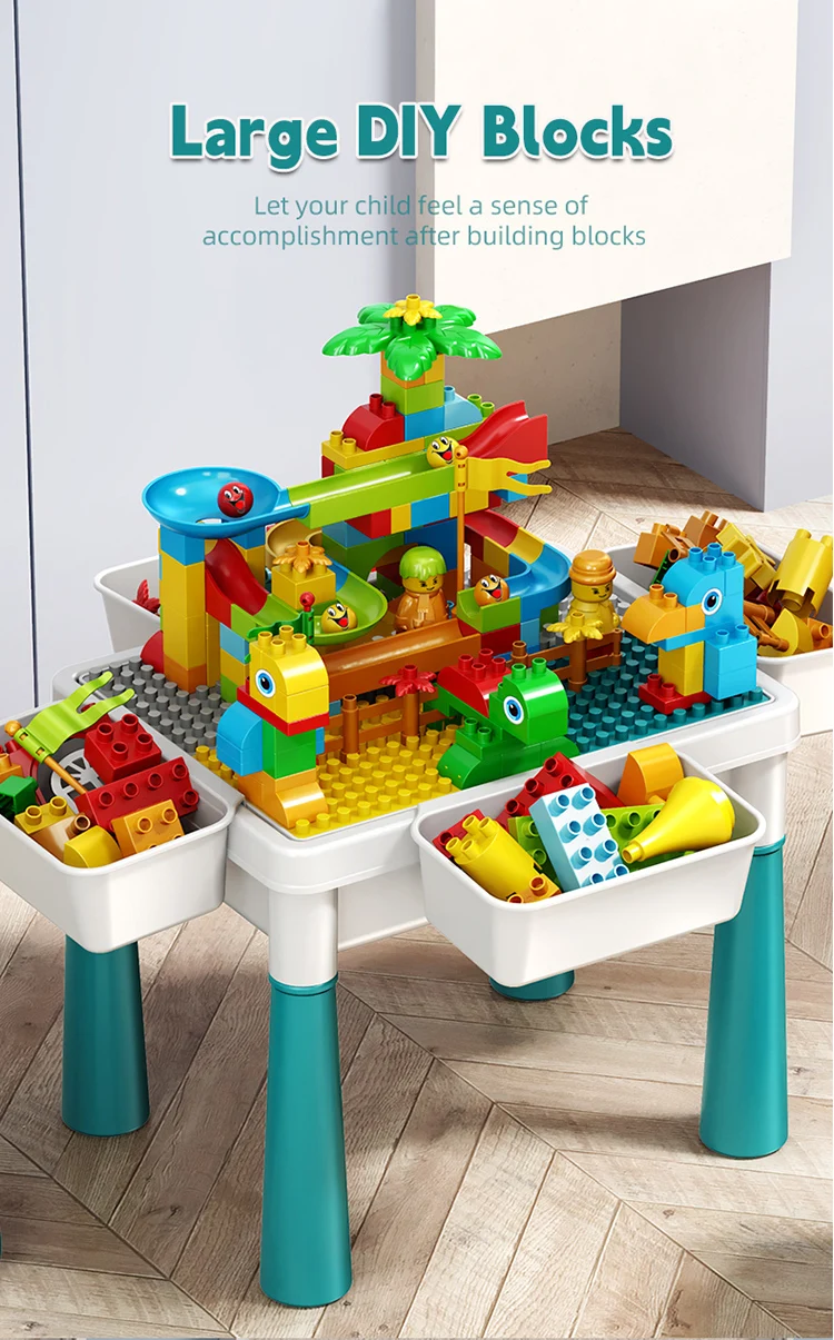 Educational Block Easy Assemble Plastic Building Block Table for Kids