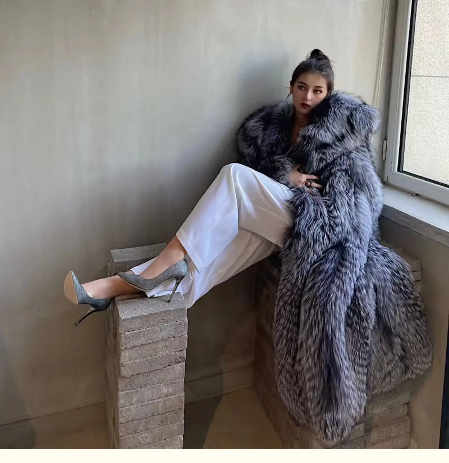 Custom 2023 Winter Luxury New Fur Long Coat Plus Size Collar Ladies ...