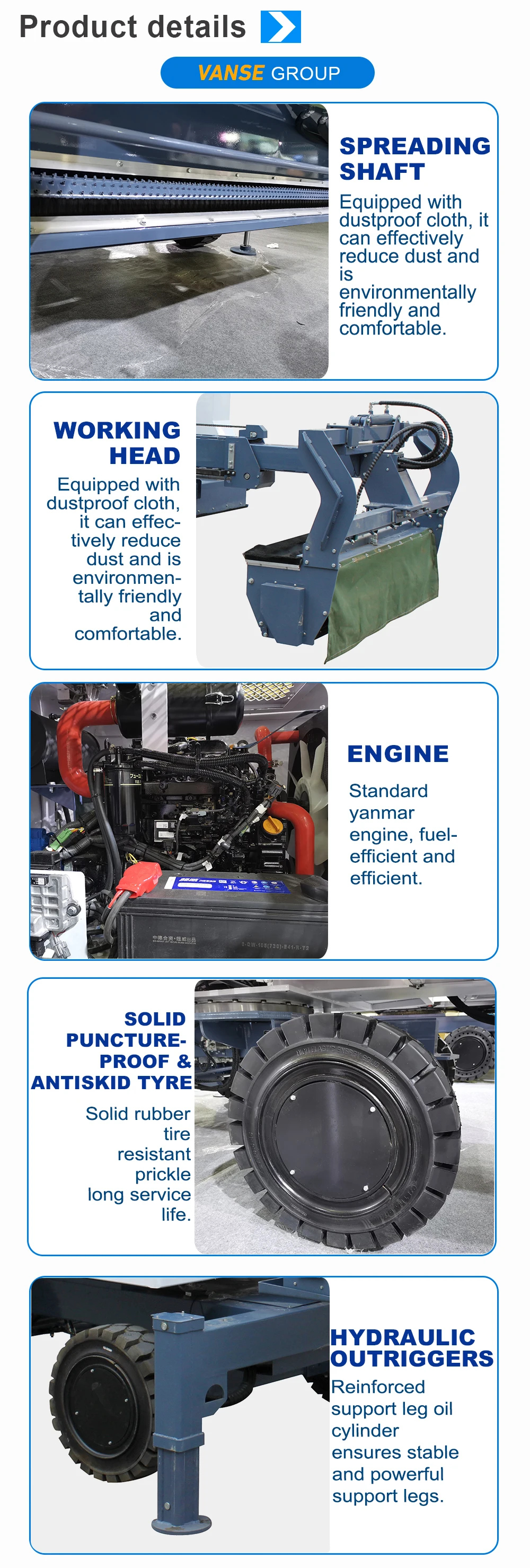 Vanse Sl18-6 Low Dust Loading Technology 1.8m Spreading Width Stepless ...