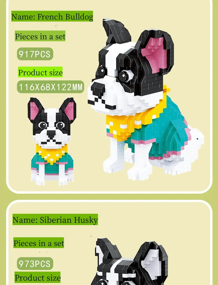 DIY Mini Cartoon Character Building Blocks - Pet Dogs