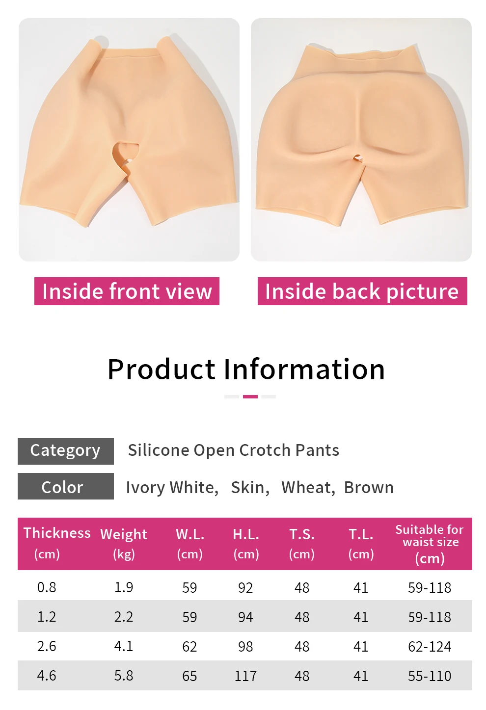 Silicone Sexy Buttocks Enhancement Silicone Hip Pants For Women Open Shift Pants Full Buttocks ...