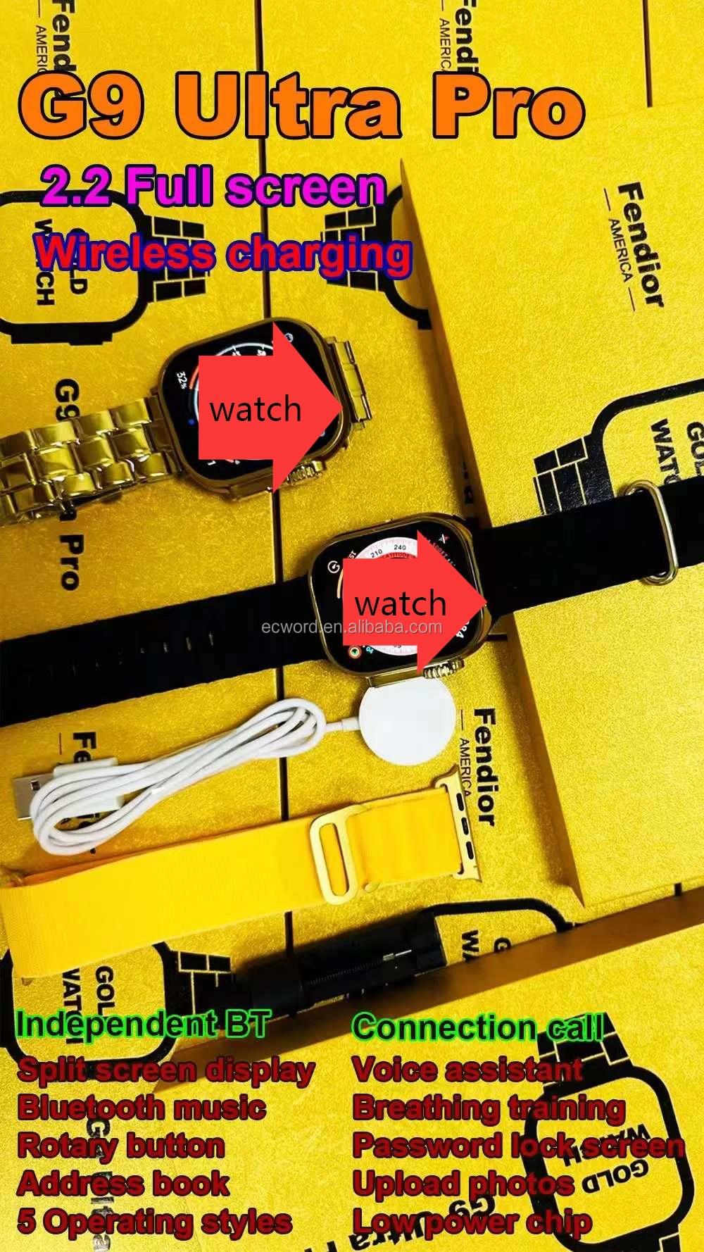 G9 Ultra Pro Smartwatch G9 Ultrapro 3 Straps Watch Series 8 Reloj Inteligente Bt Call Calculator ...