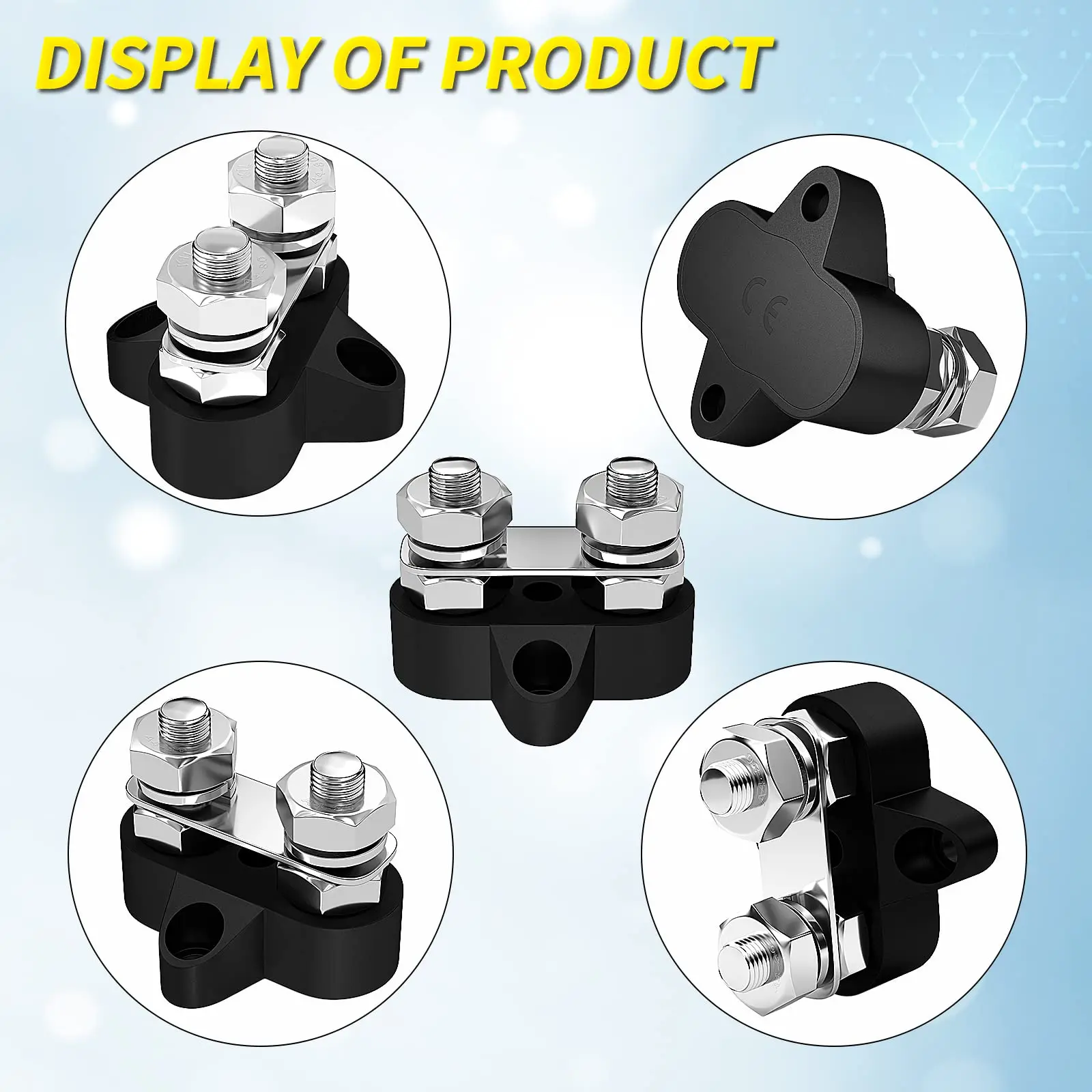 Bus Bar 12V Battery Wire Power Distribution Terminal Block M8 Dual ...