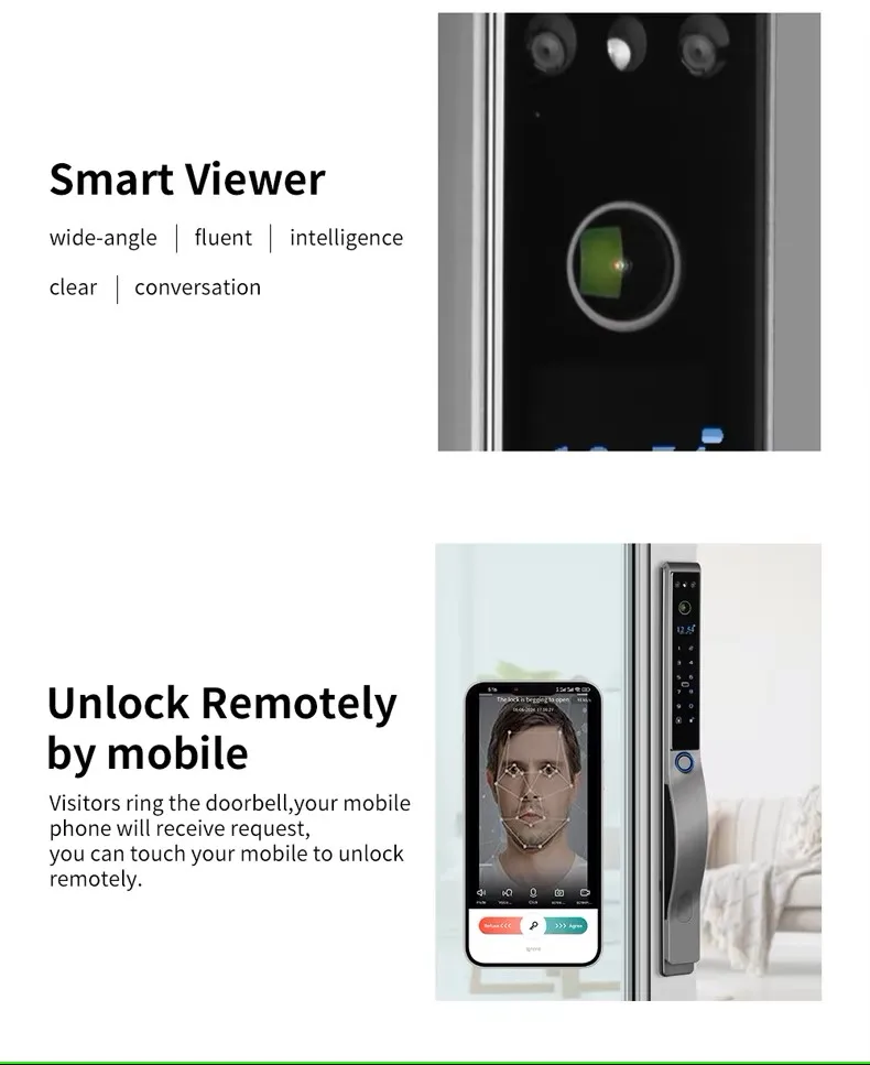 TUYA App Smart Lock for Wood Glass Door - IP68 Waterproof