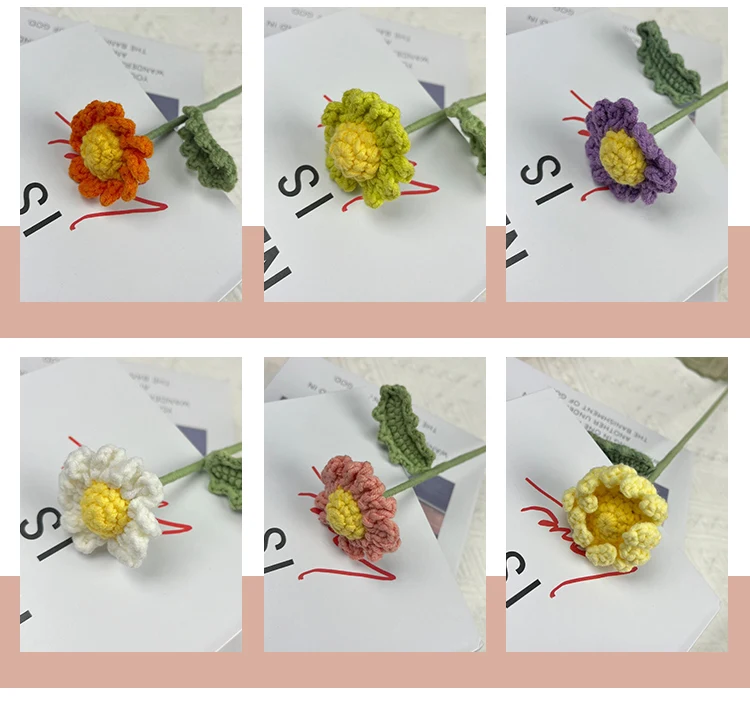 Hand Knitted Flower Crochet Flower Bouquet New Cute Bouquet Finished ...