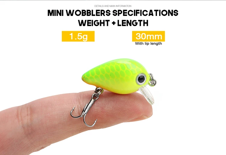 Saltwater 3cm 1.5g Fishing Bionic Colorful Mini Crankbait Lure Fishing ...