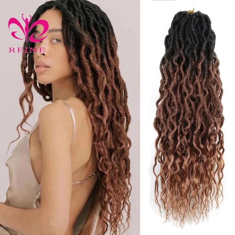 Synthetic Ombre Braids Afro Soft Dreadlocks Pre Looped Gypsy Goddess Faux Locs Crochet Hair With ...