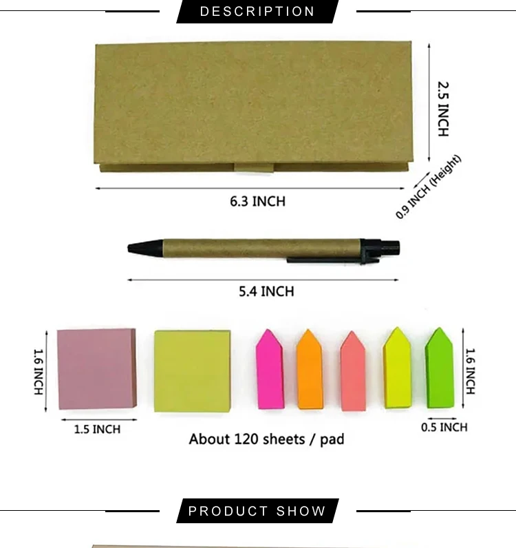Custom Memo Pad Sticky Note Set with Pen Pocket Rule Stationery Set ...
