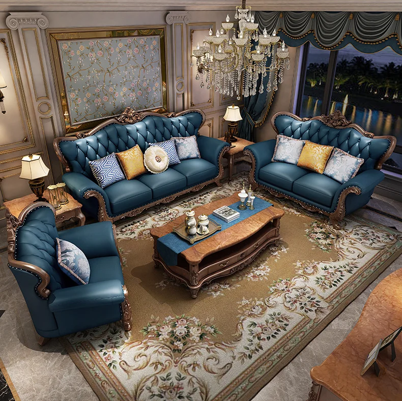 European Luxury American Art Sofa Set 123 - Solid Wood