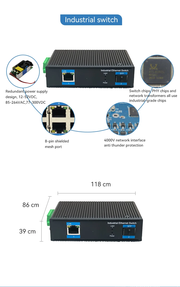 Industrial Ethernet POE Switch - Reliable 1 Port Solution