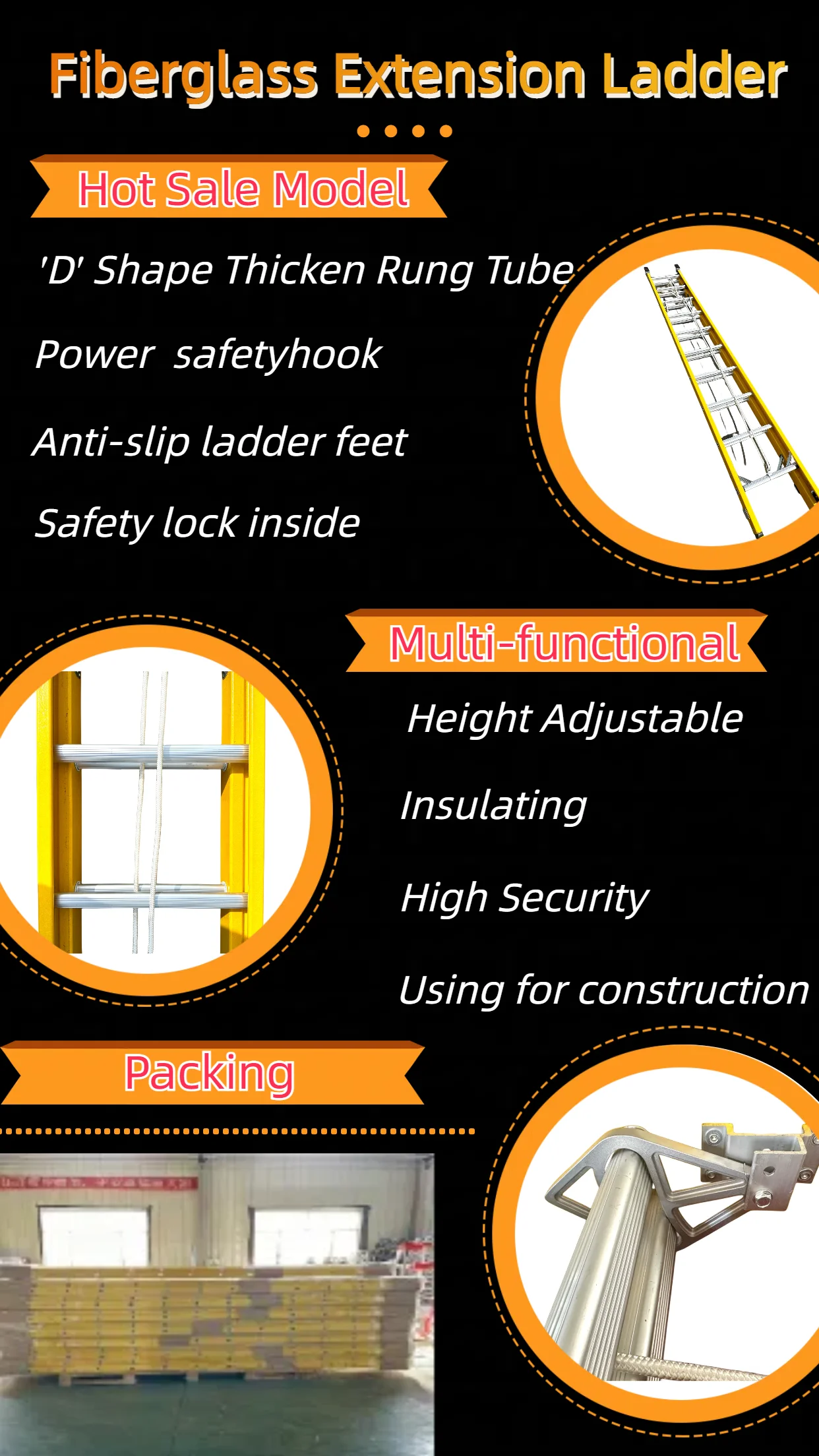 2023 FRP Extension Foldable Fiberglass Ladder Insulation Electric ...
