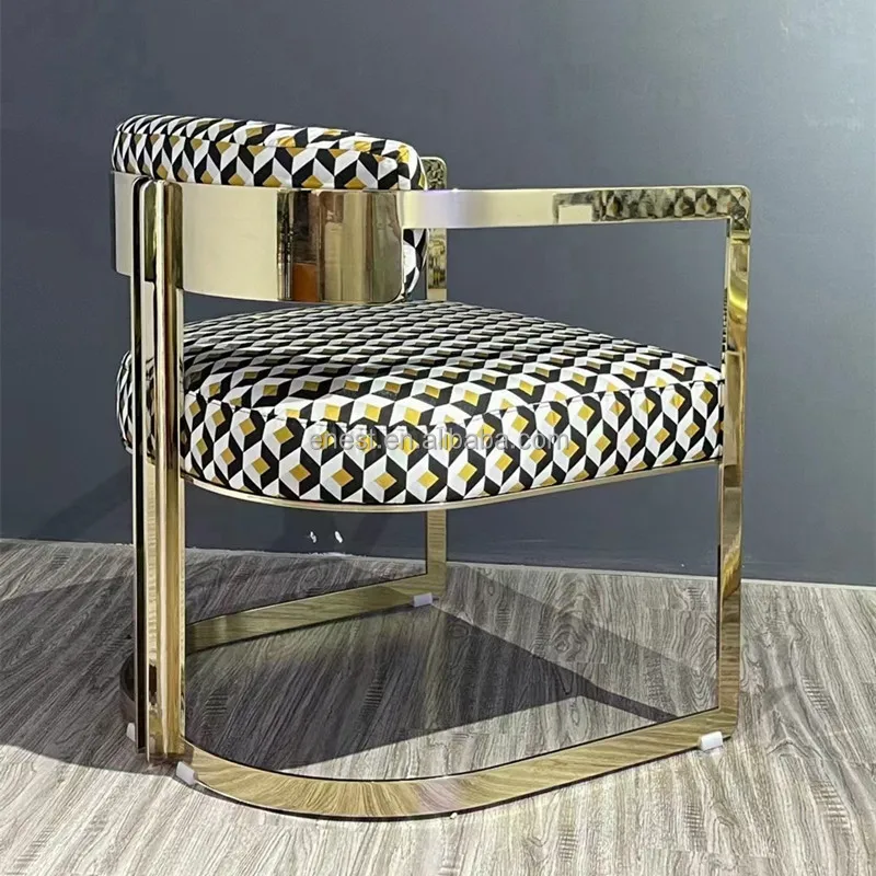 Modern Gold Stainless Steel Frame Armchair Luxury Velvet Fabric Hotel ...