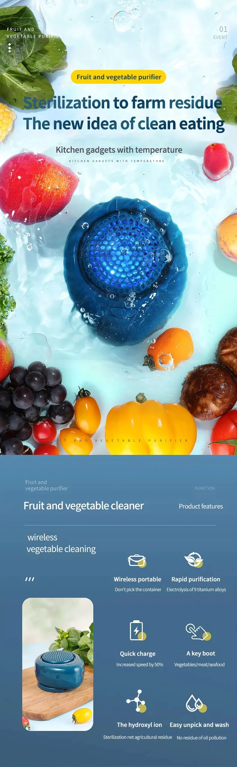 Factory Direct Automatic Fruit Vegetable Disinfection Household Meat ...